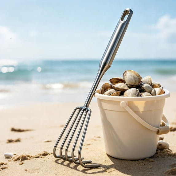Beach Rake Clam Digging Tool, Portable Shellfish Rake with 5 Tine ...