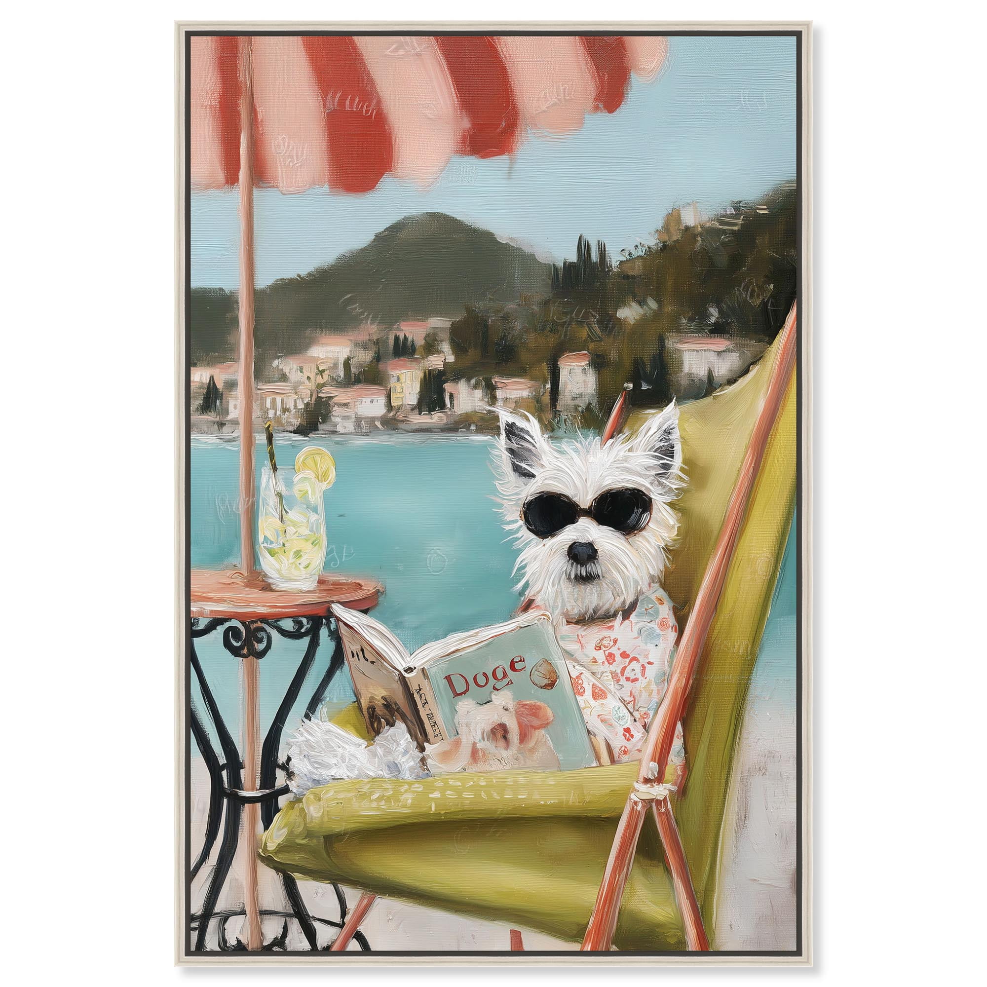 Beach Reader I Canvas Print Fun Pet Wall Art by Art Remedy, Silver ...