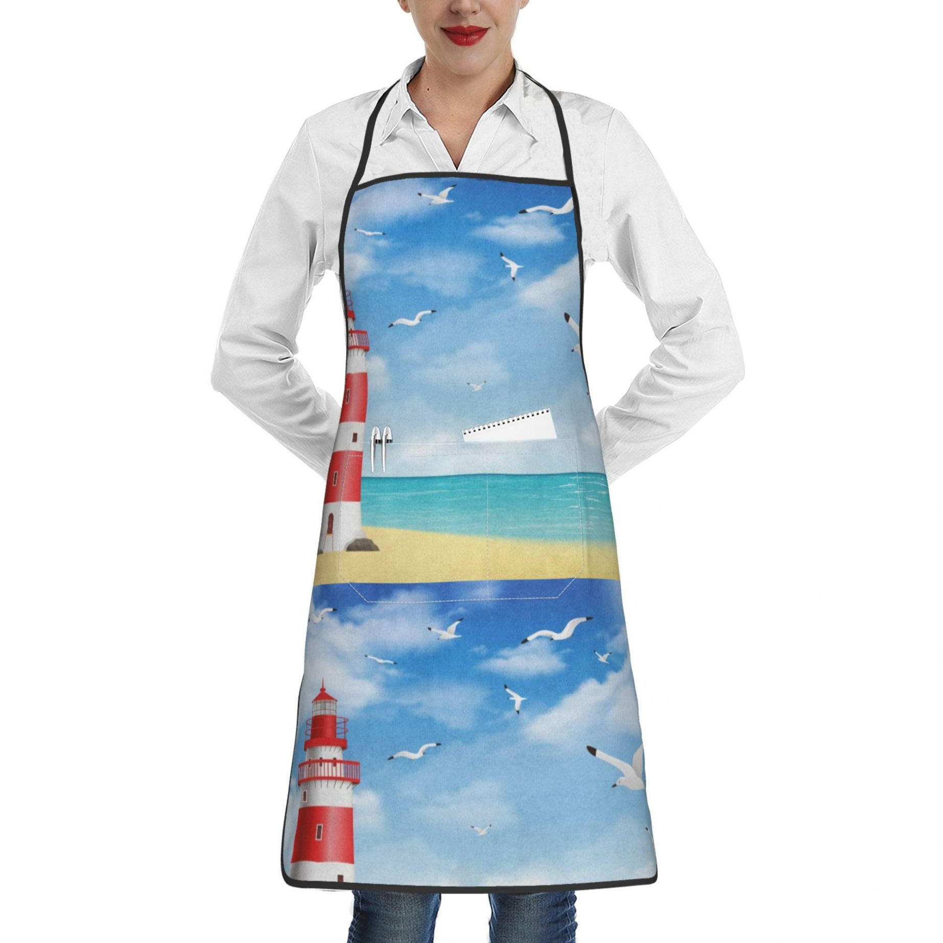 Beach, Realistic Illustration Lighthouse Women'S And Men'S Kitchen ...