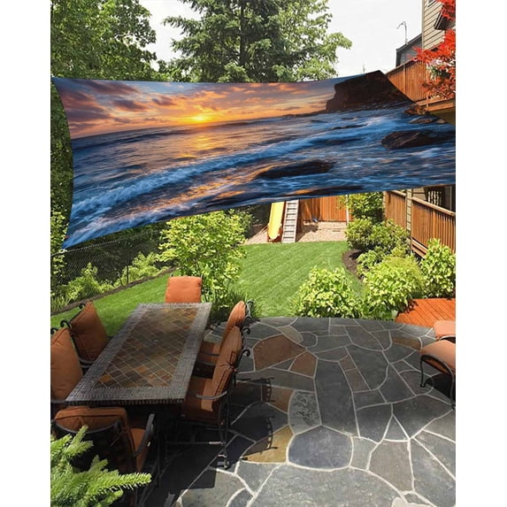 Beach Reef Sun Shade Sail 8'X10' Country Sunset Ocean Waves Reef Beach ...