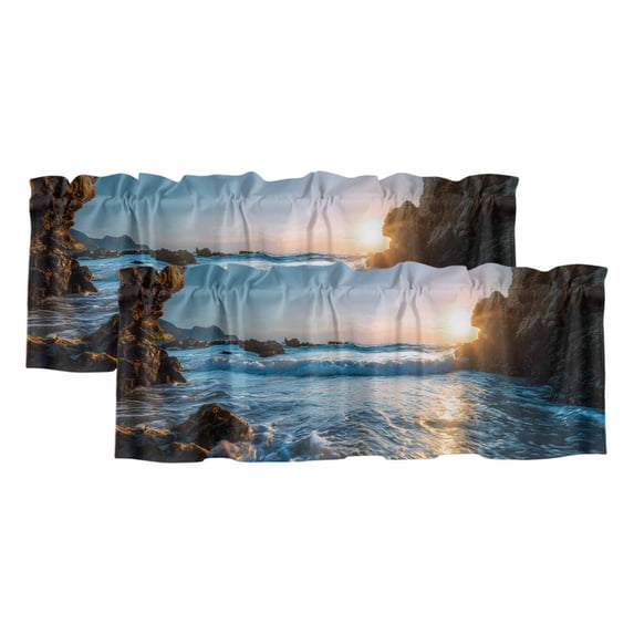 Beach Reef Valances for Windows, Decorative Rod Pocket Window Valance ...