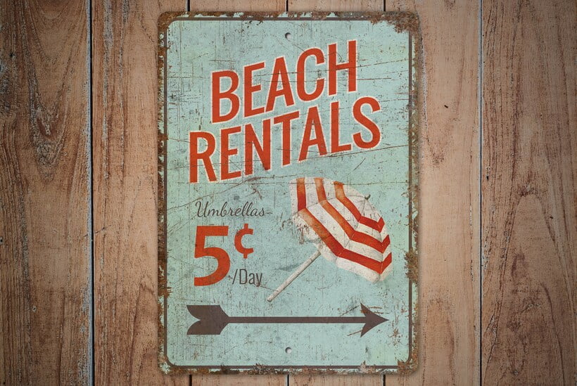 Beach Rentals Sign Beach Rental Decor Umbrella Rental Sign Beach Rental ...