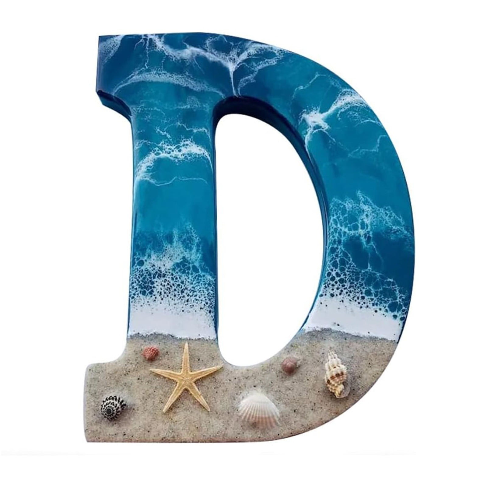 Beach Resin Letters D- Large Wooden Framed Coastal Decor for Home ...