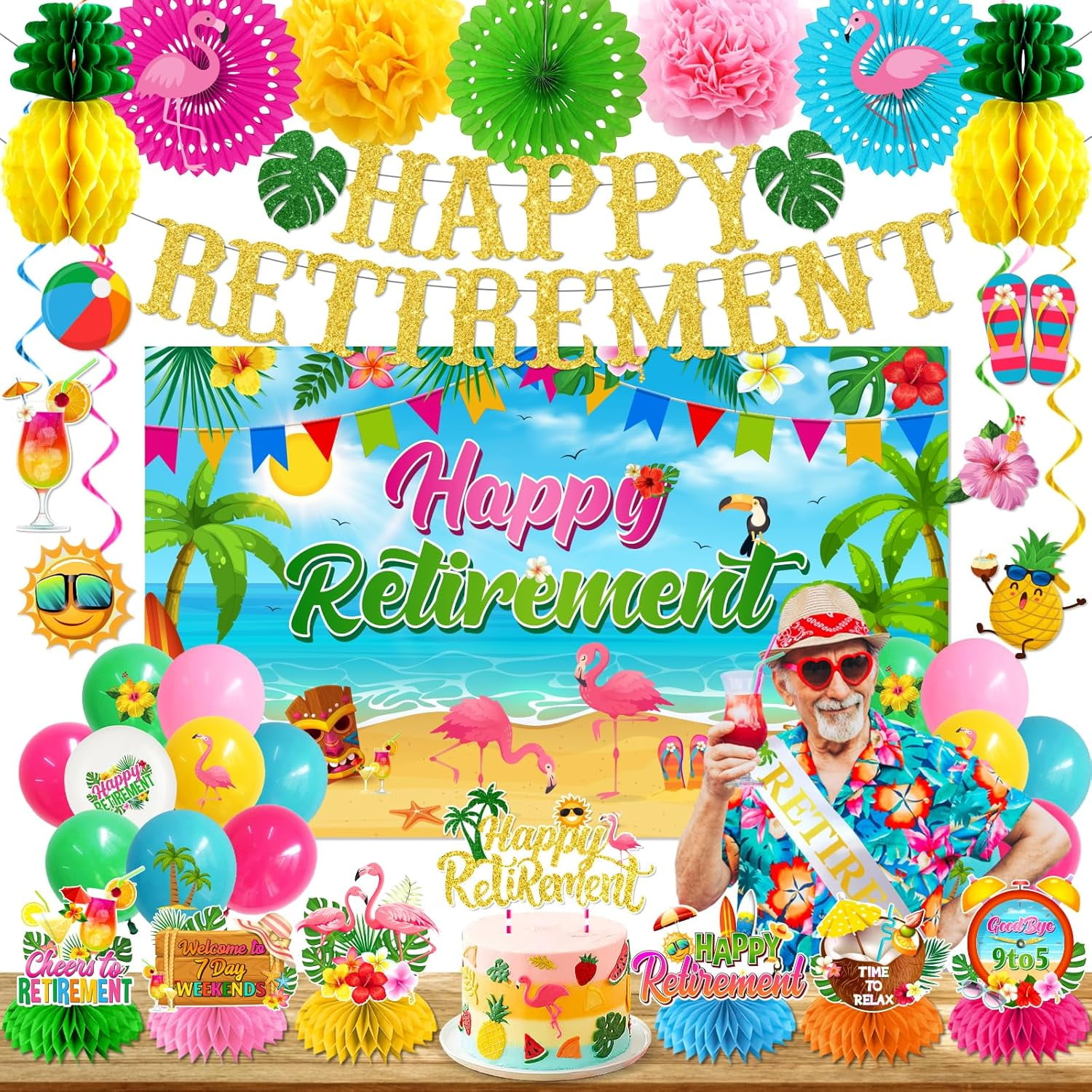 Beach Retirement Party Decorations, Aloha Party Decorations includes ...