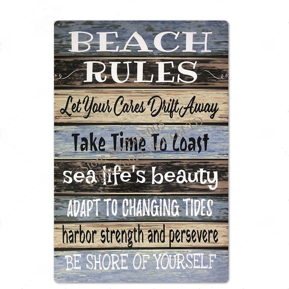 Beach Retro Aluminum Sign Plaque Metal Vintage Summer Wall Sign Beach ...