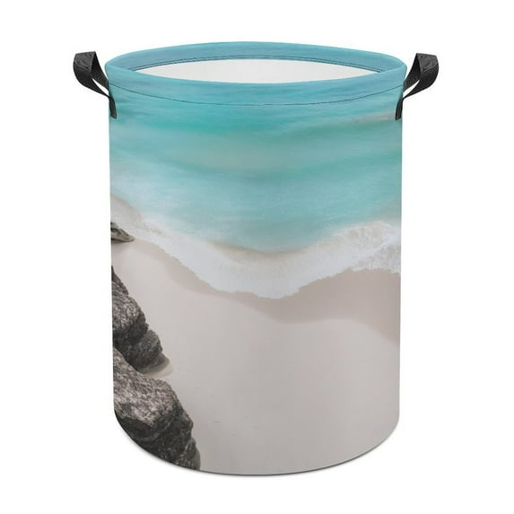 Beach Rocks Waves Large Dirty Clothes Hamper Foldable Laundry Basket ...