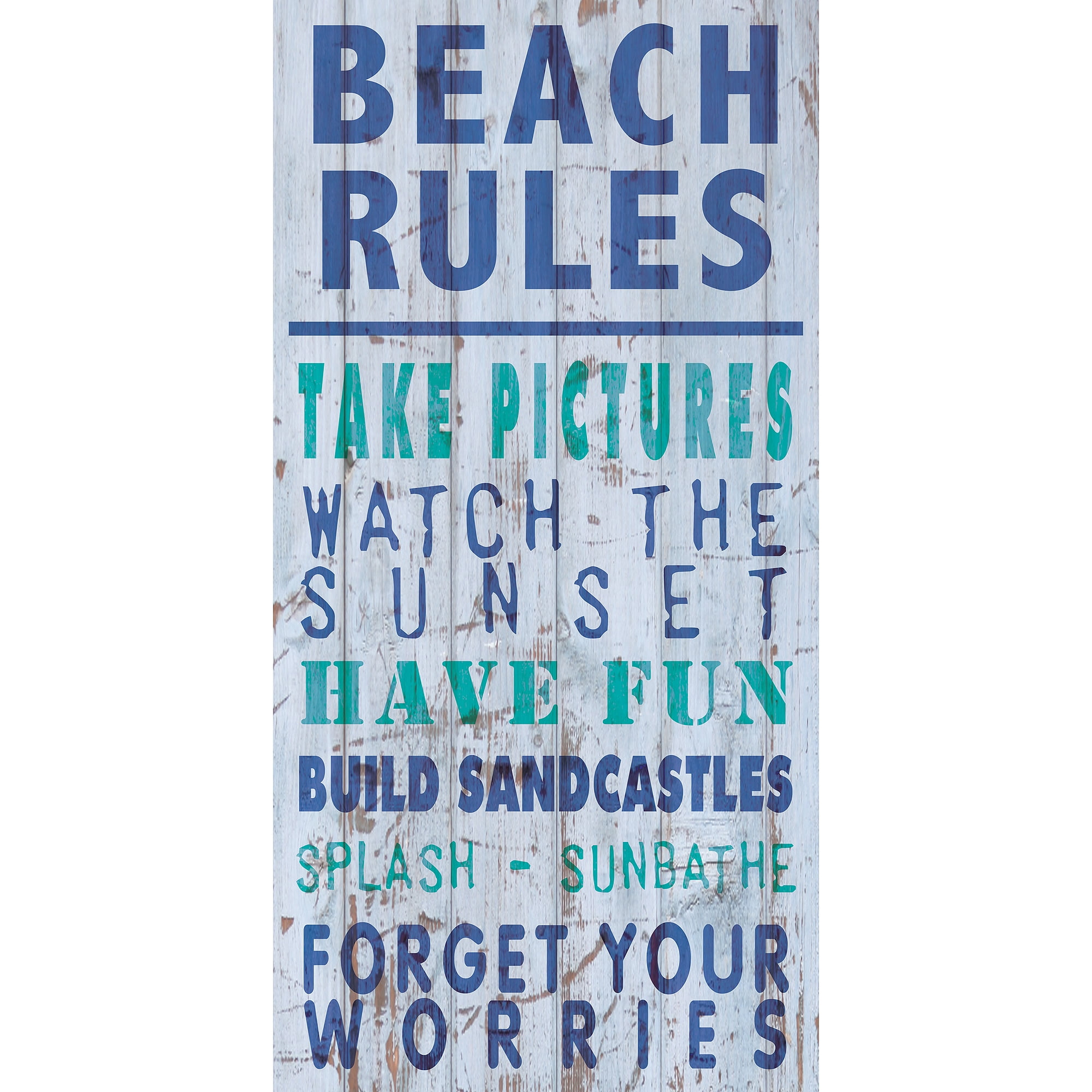 Beach Rules IV Wall Art - Outdoor Canvas - 12 x 24 Size - Walmart.com