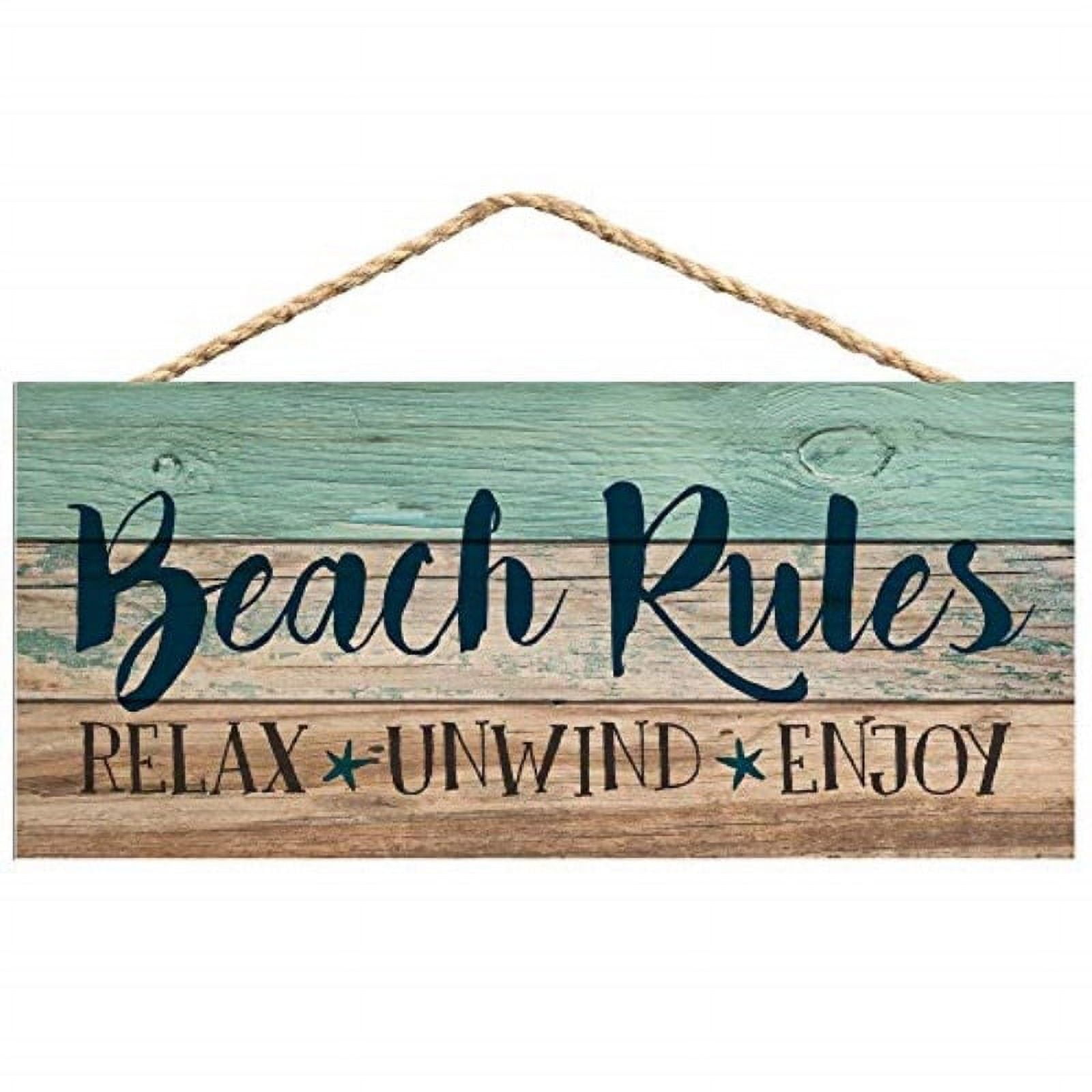 Beach Rules Relax Unwind Enjoy Weathered 5 x 10 Wood Plank Design ...