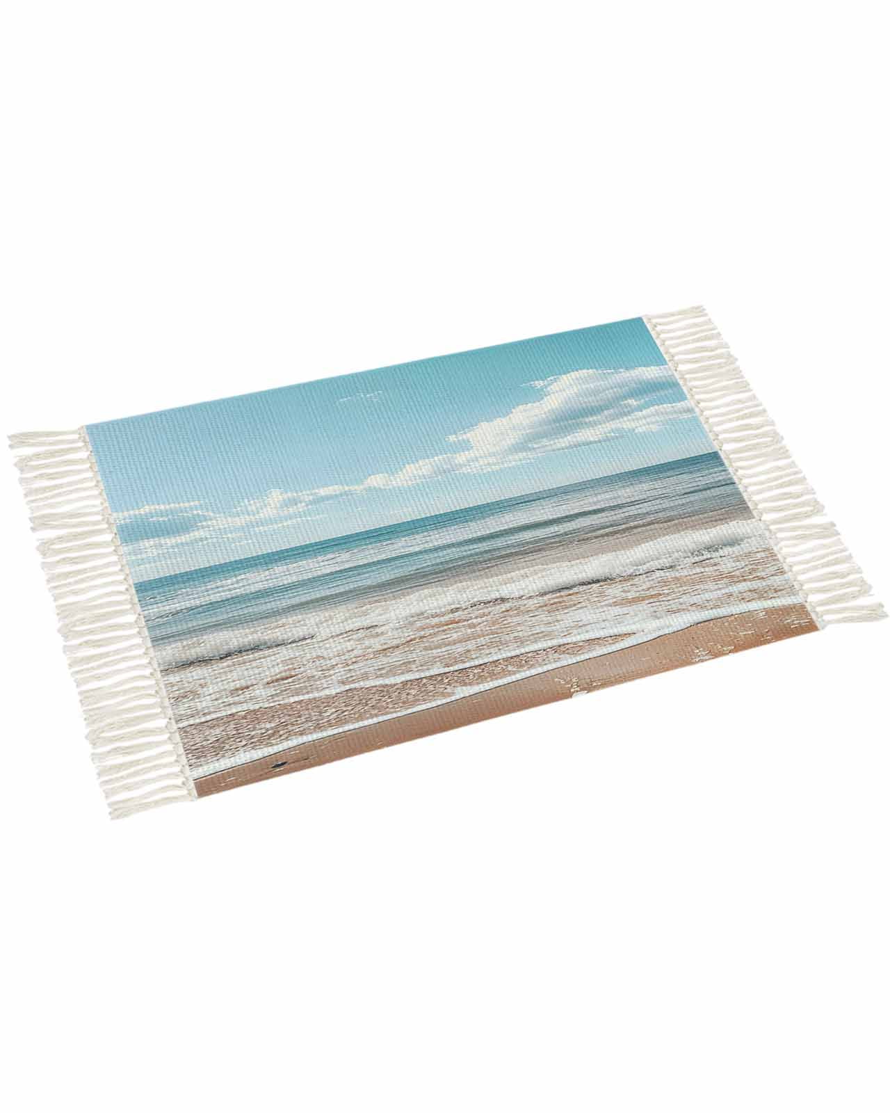 Beach Runner Rug for Hallway 4x6ft, Ocean Scenery Washable Runner Rugs ...