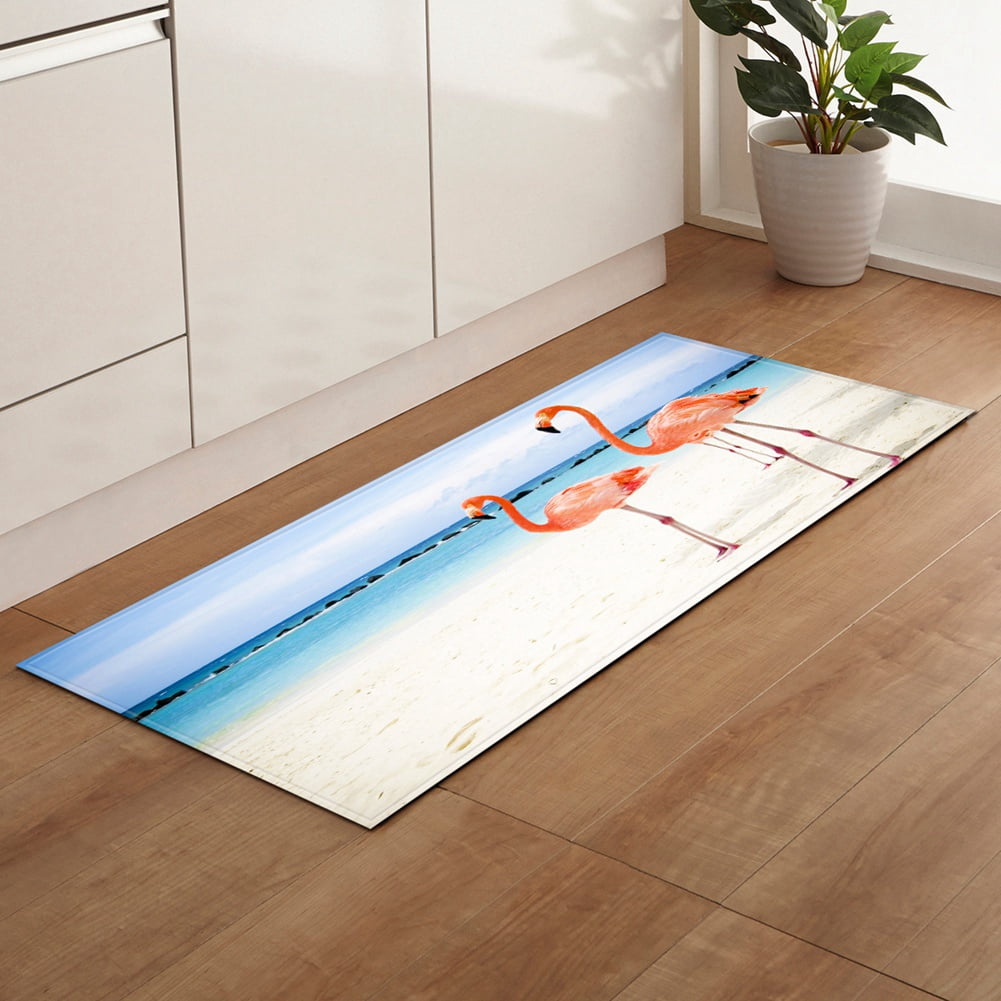 Beach Runner Rugs for Hallway Flamingos and Ocean Bathroom Mats ...