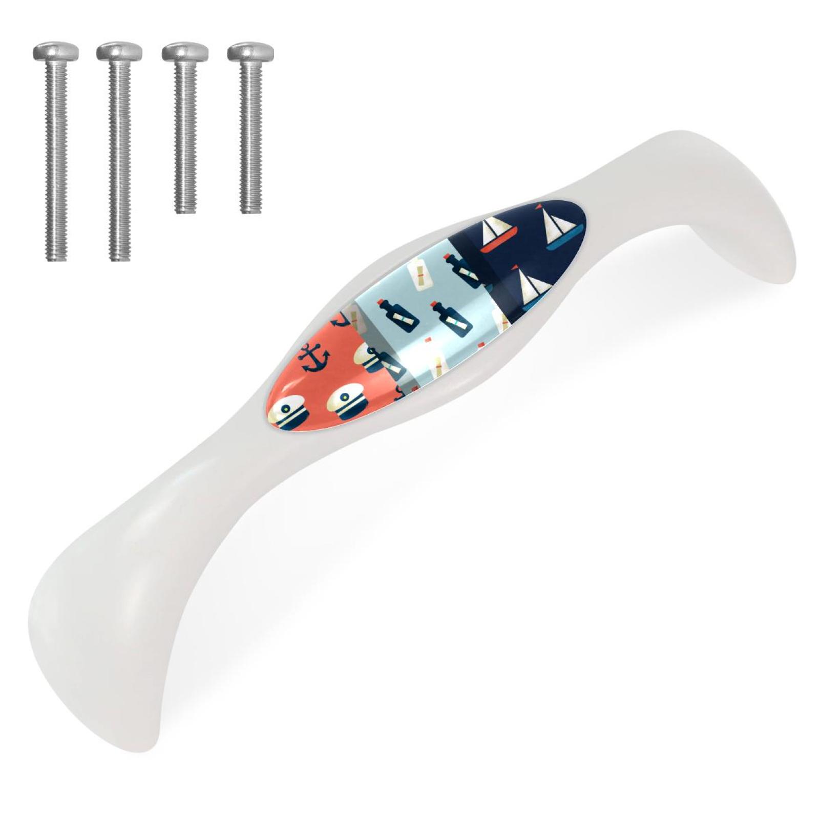 Beach Sailboat Knob 4 Pack Arched Drawer Pulls Crystal Glass White ...