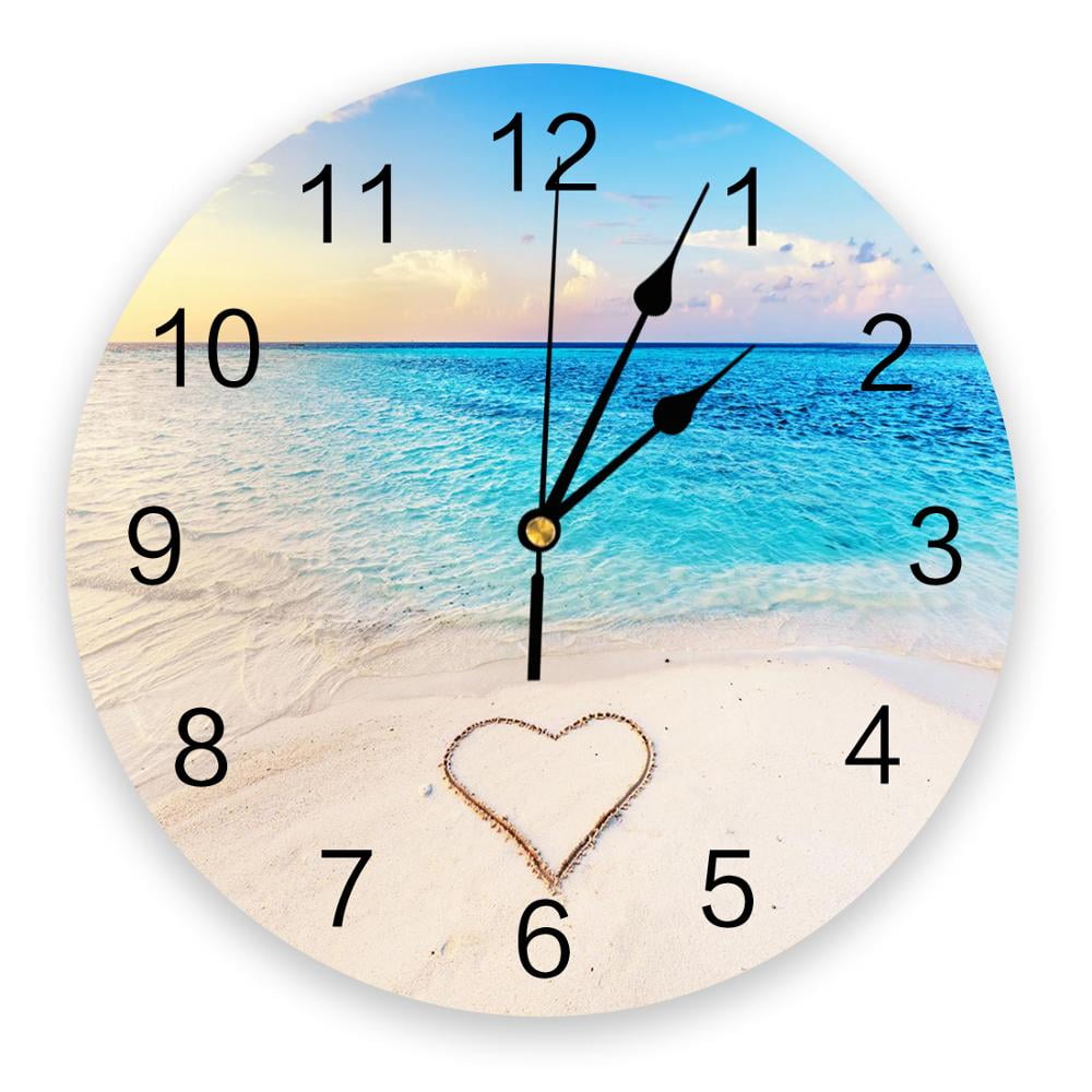 Beach Sand Love PVC Wall Clock Modern Design Home r Bedroom Silent O ...