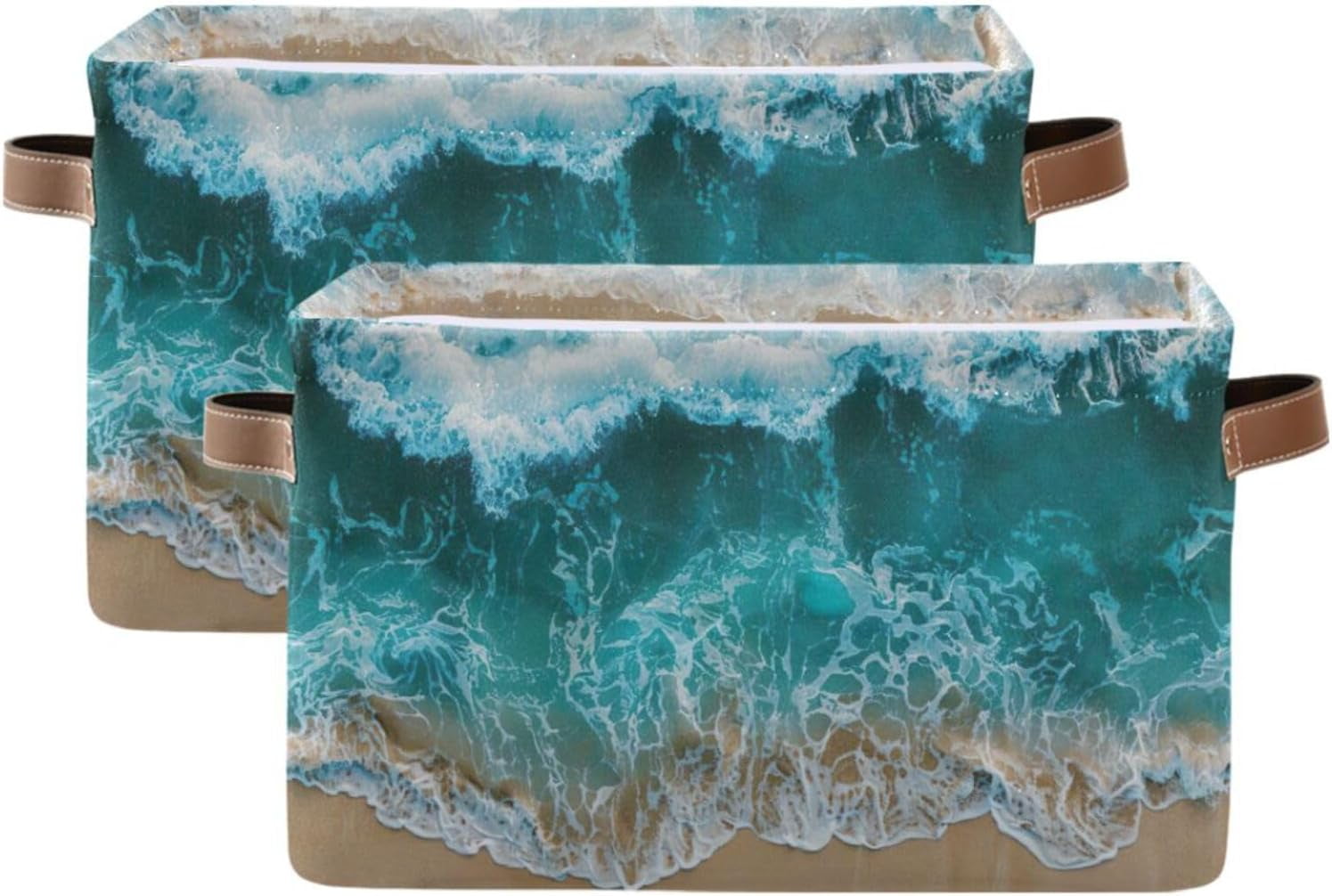 Beach Sand Pattern Shelf Storage Bins, Foldable Fabric Storage Baskets ...