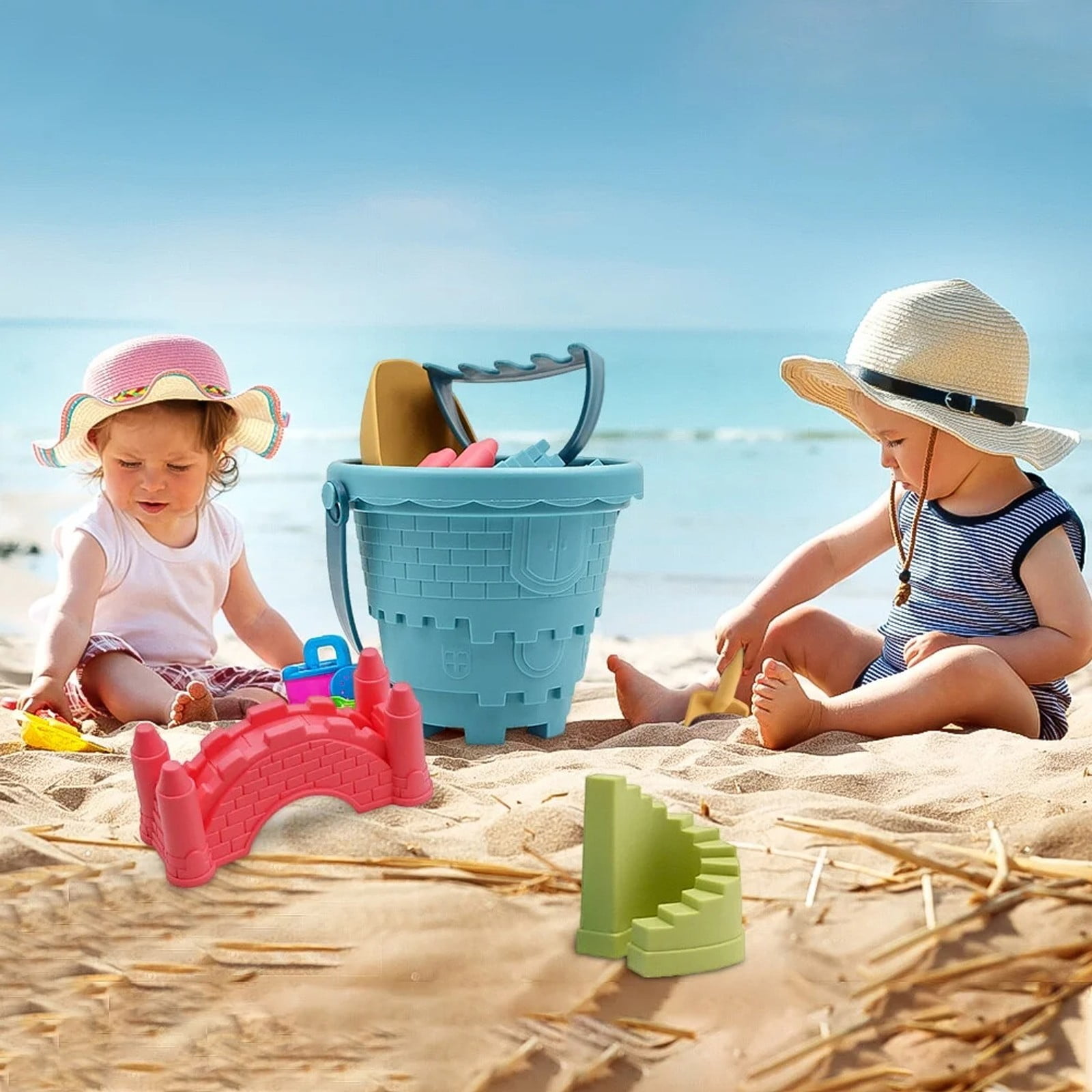 Beach Sand Toy Set, Sand Castle Building Kit, Sand Buckets and Shovels ...