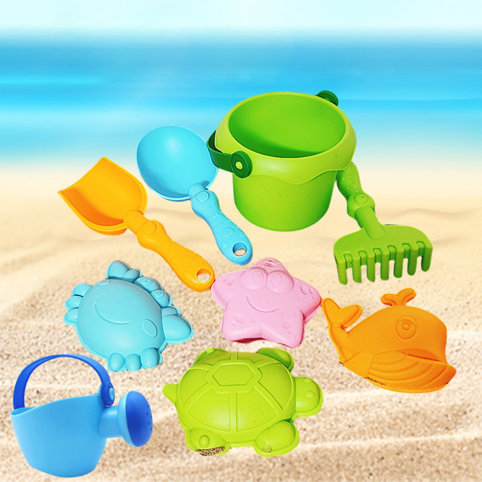 Beach Sand Toy Set for boys – 10 Piece Colorful: Bucket, Shovel, Rake ...