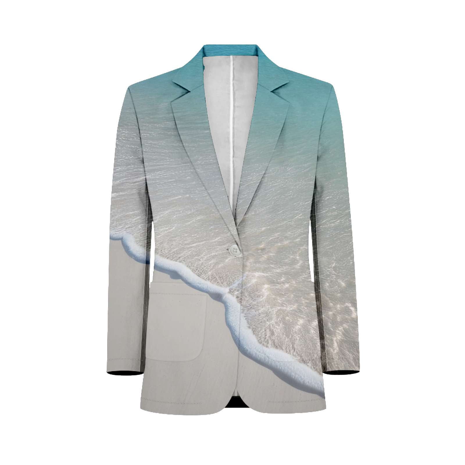 Beach Sand Waves Blue Customized Men's Suits full man Shawl Collar ...