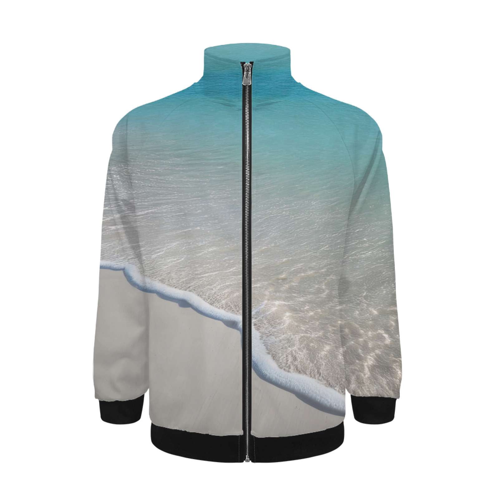 Beach Sand Waves Blue Jacket Men's Street Cool Long Sleeves Coat ...