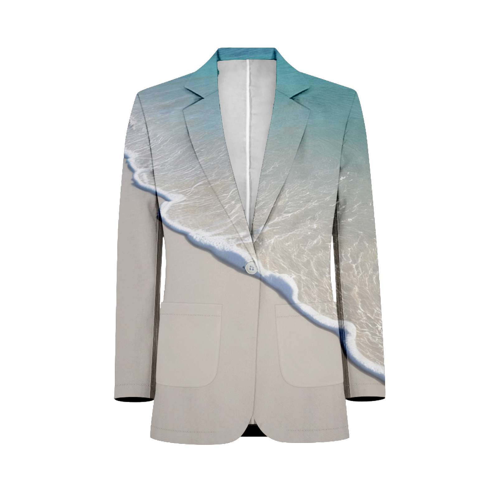 Beach Sand Waves Blue Mens Suits Shawl Collar Slim Fit Suit Mens Groom ...