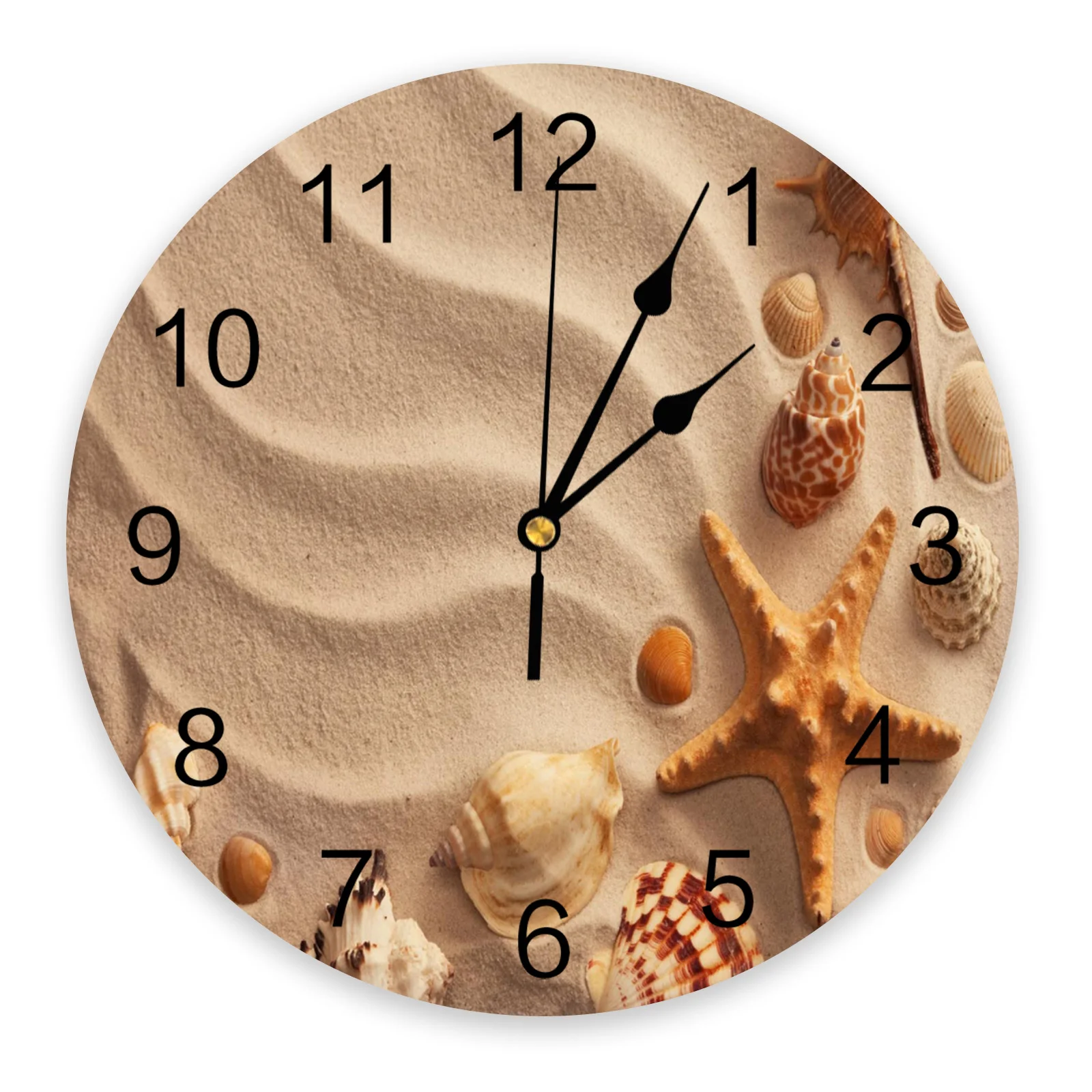 Beach Sand Waves Star Shell Conch Living Room Clock Wall Round Clocks r ...