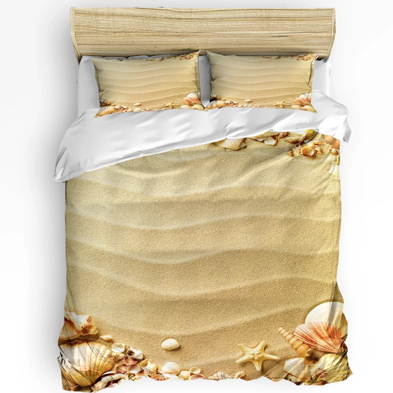 Beach Sand Waves StarShell Conch Bedding Set 3pcs Duvet Cover ...