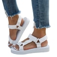 Beach Sandals for Women Open Toe Adjustable Straps Solid Platform ...