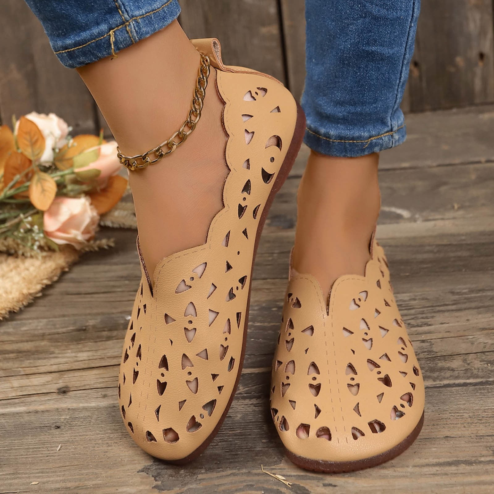 Beach Sandals for Women Solid Color Fashion Casual Summer Large Size ...
