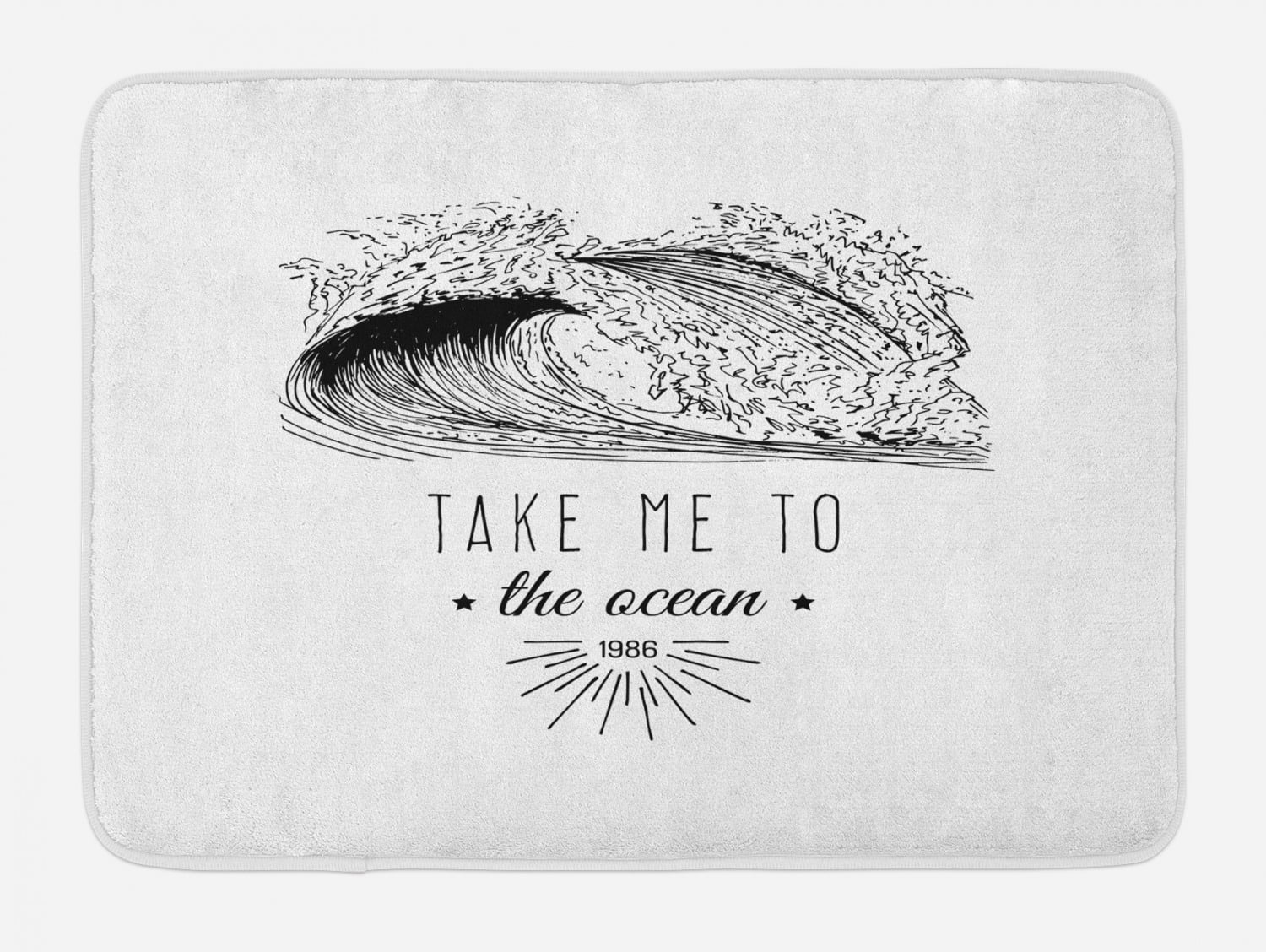 Beach Saying Bath Mat, Take Me to the Ocean 1986 Lettering Minimalist ...