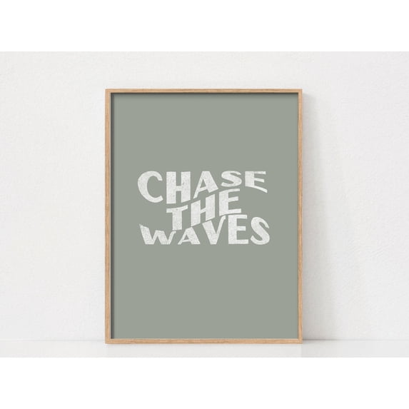 Beach Sayings Chase The Wave Quote Poster Themed Decor Wall Sign Surf ...