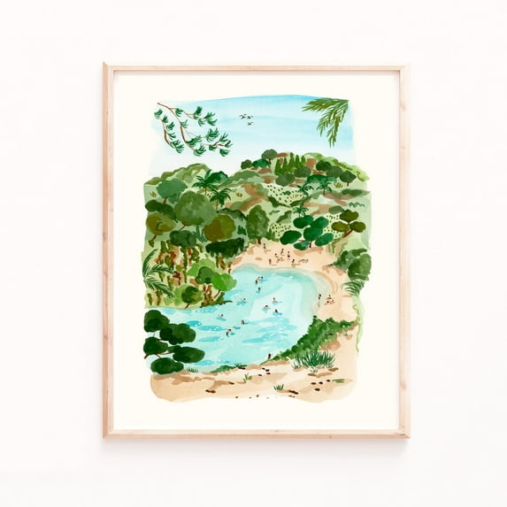 Beach Scene Art Poster French Riviera Summer - Gouache Poster Art Print ...