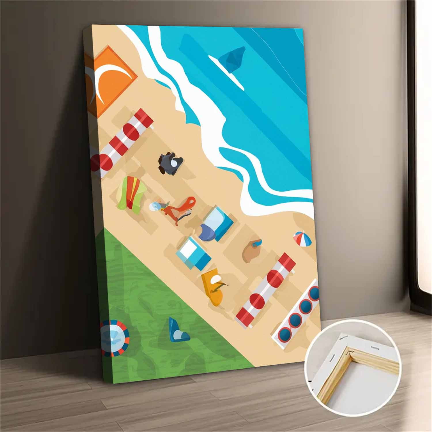 Beach Scene Canvas Wall Art Modern Aesthetic Decoration Print - Walmart.com