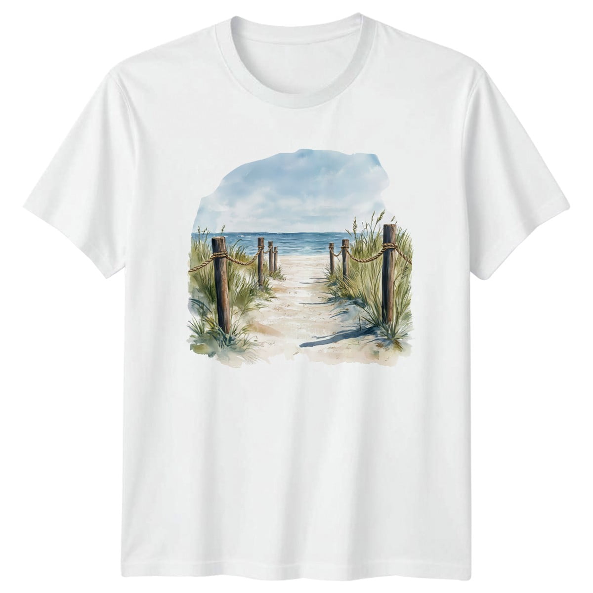 Beach Scene Coastal Scenery Mens T-Shirt Womens Tee Graphic Unisex ...