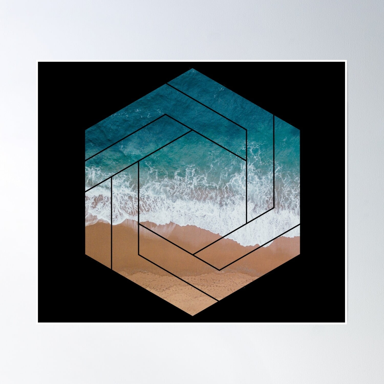 Beach Scene - Geometrical Print Poster Wall Art, Modern Wall Decor ...
