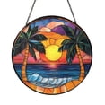 Beach Scene Glass Style Window Hanging – Coastal Decor Accent - Walmart.com