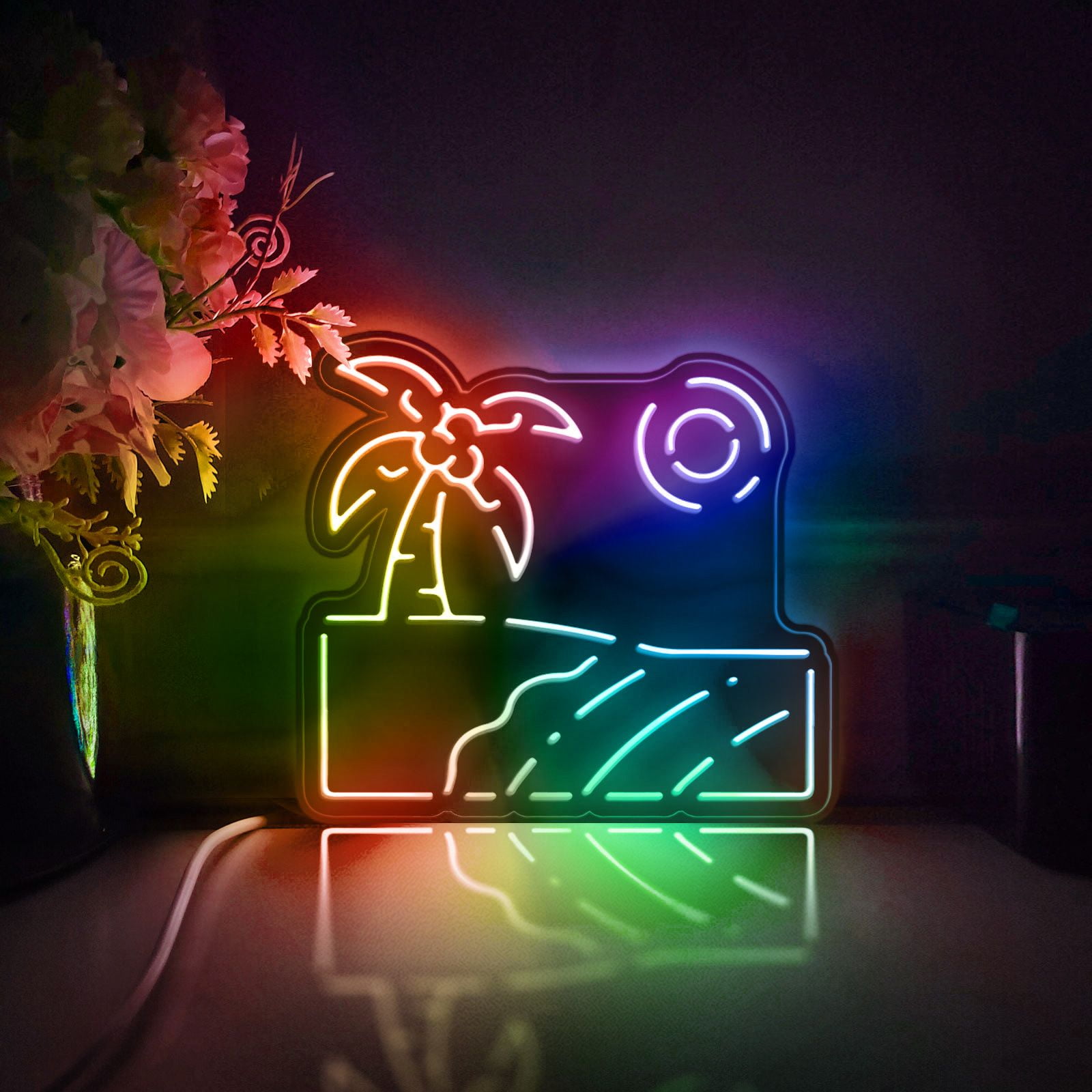 Beach Scene Led Light Box, Dimmable Neon-Like Light Signs USB Power for ...