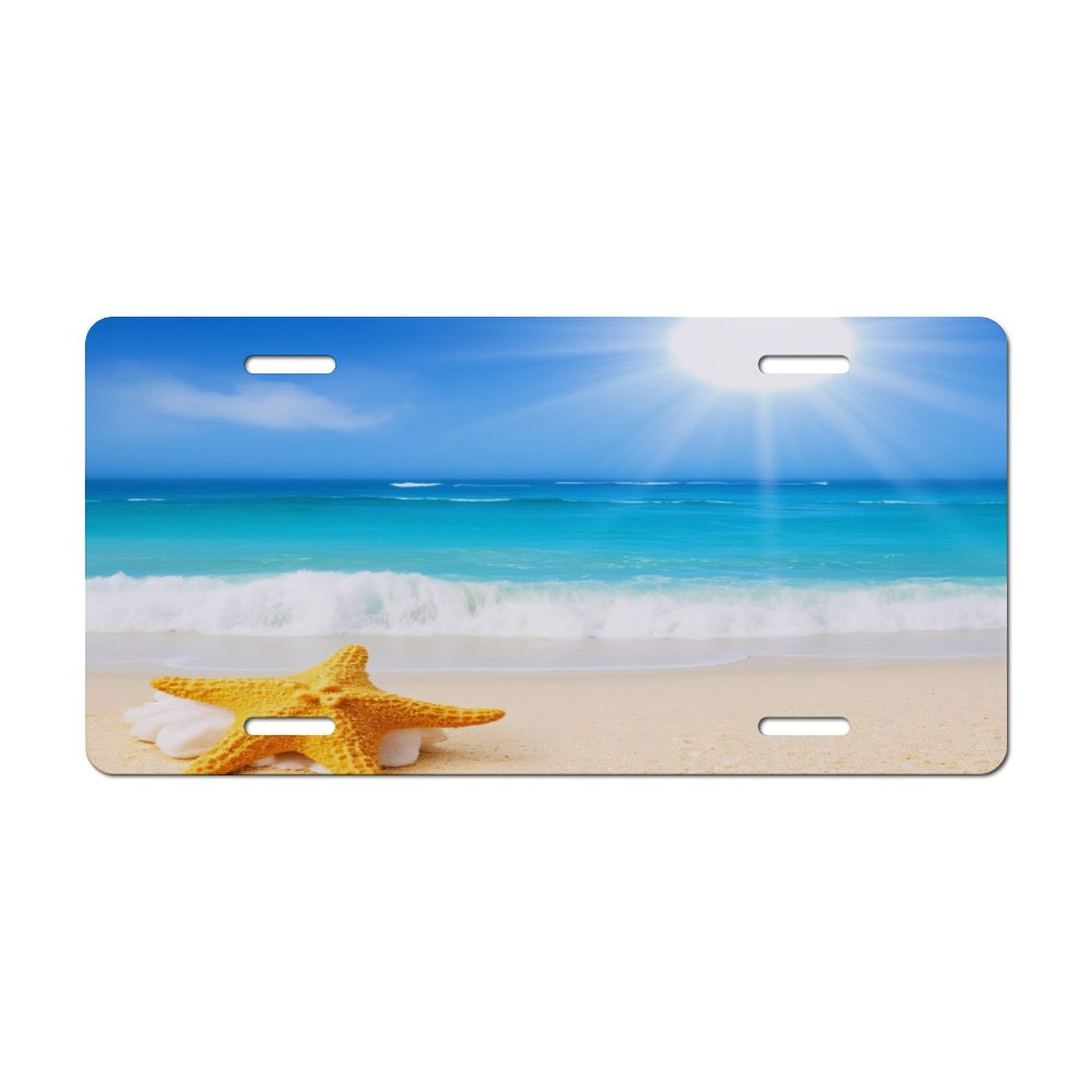 Beach Scene with Starfish Car Decorative Front License Plate,Vanity Tag ...