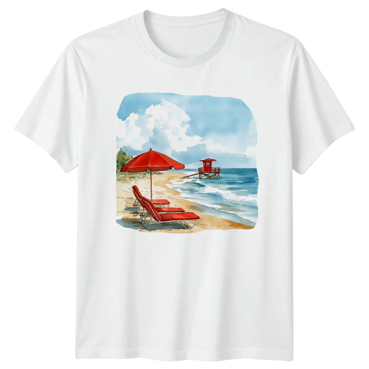 Beach Scene Travel Mens T-Shirt Womens Tee Beach Summer Unisex Graphic ...