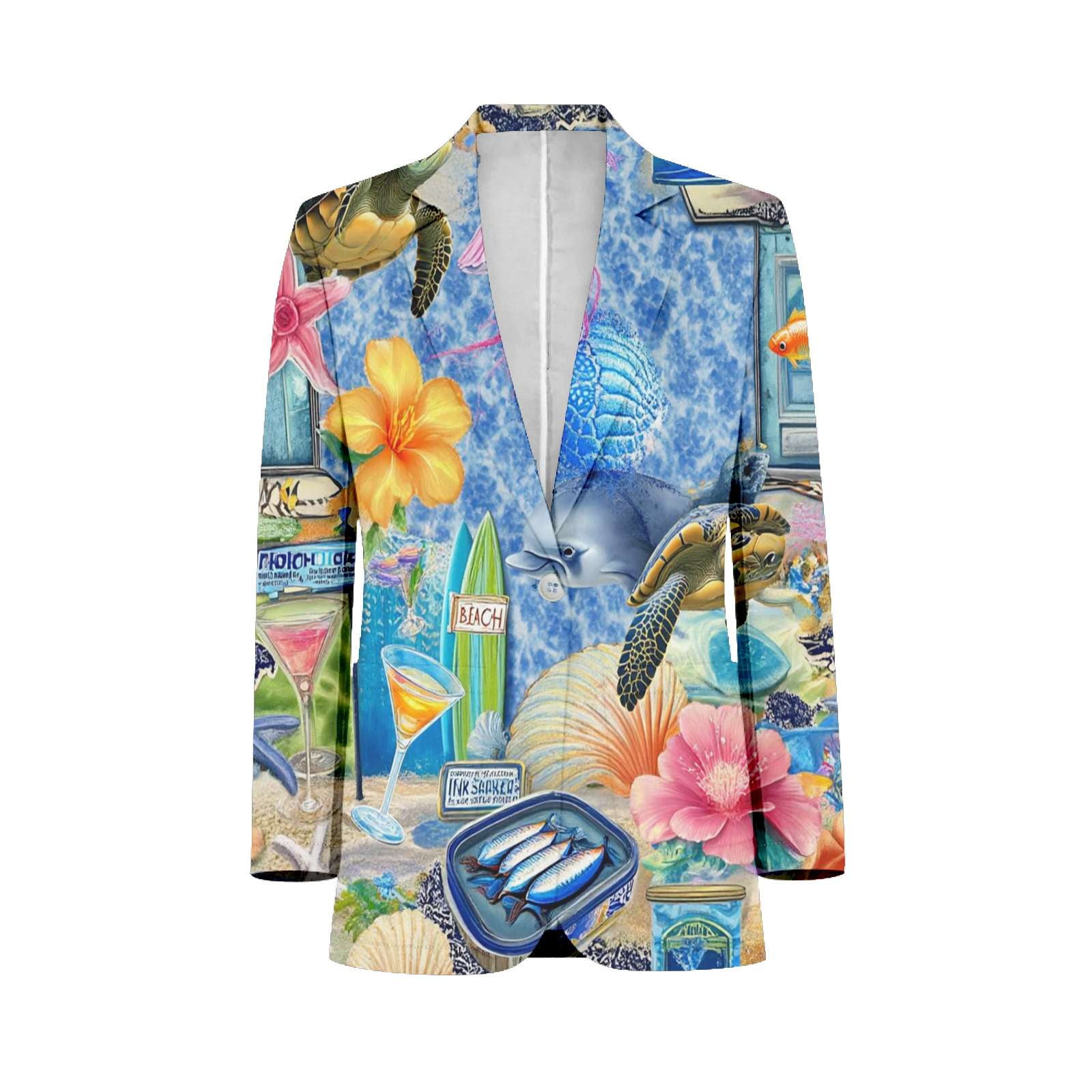 Beach Scene Vibrant Tropical Fun Customized Men's Suits full man Shawl ...