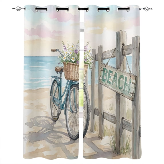 Beach Scenery Blackout Curtains for Bedroom/Living Room, Thermal ...