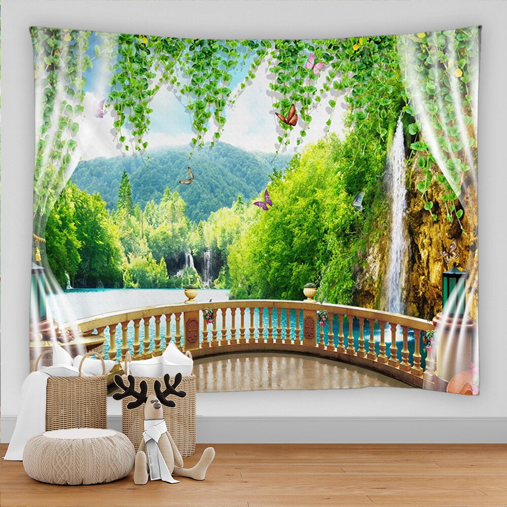 Beach Scenery Outside the Window Print Large Wall Tapestry Hippie Wall ...