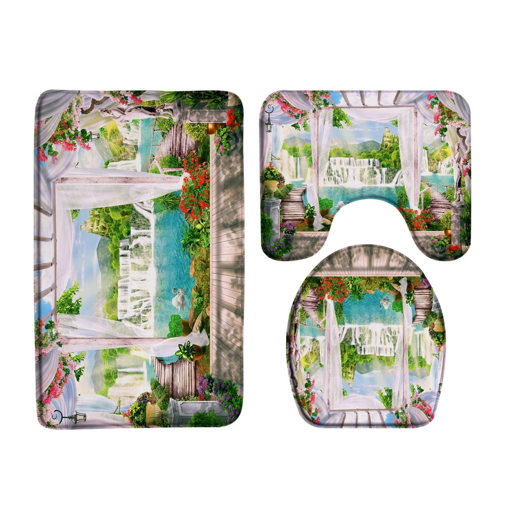 Beach Scenery Pattern Waterproof Polyester Bathroom Curtain with Anti ...