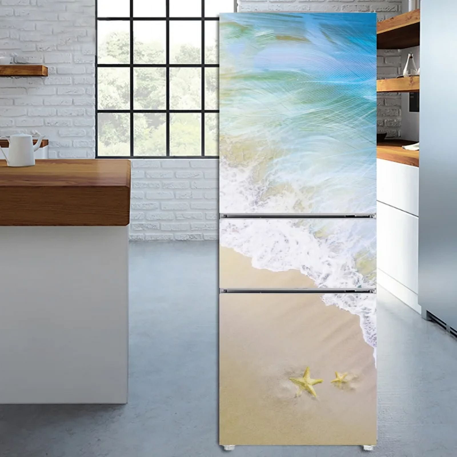 Beach Scenery Refrigerator Magnet Full Door Cover Ocean Fridge Sticker ...