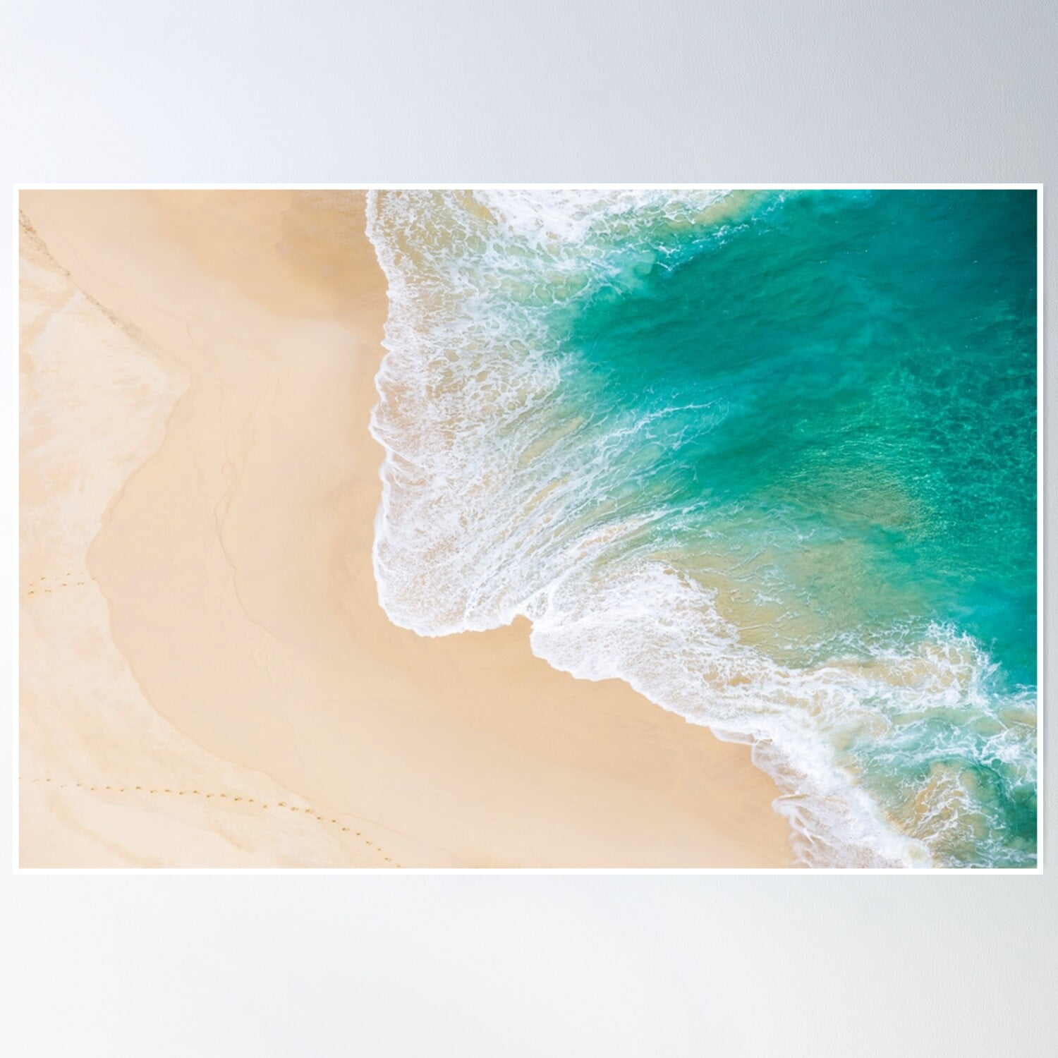 Beach Scenery Sandy Beach And Ocean Waves Poster Wall Art, Modern Wall ...