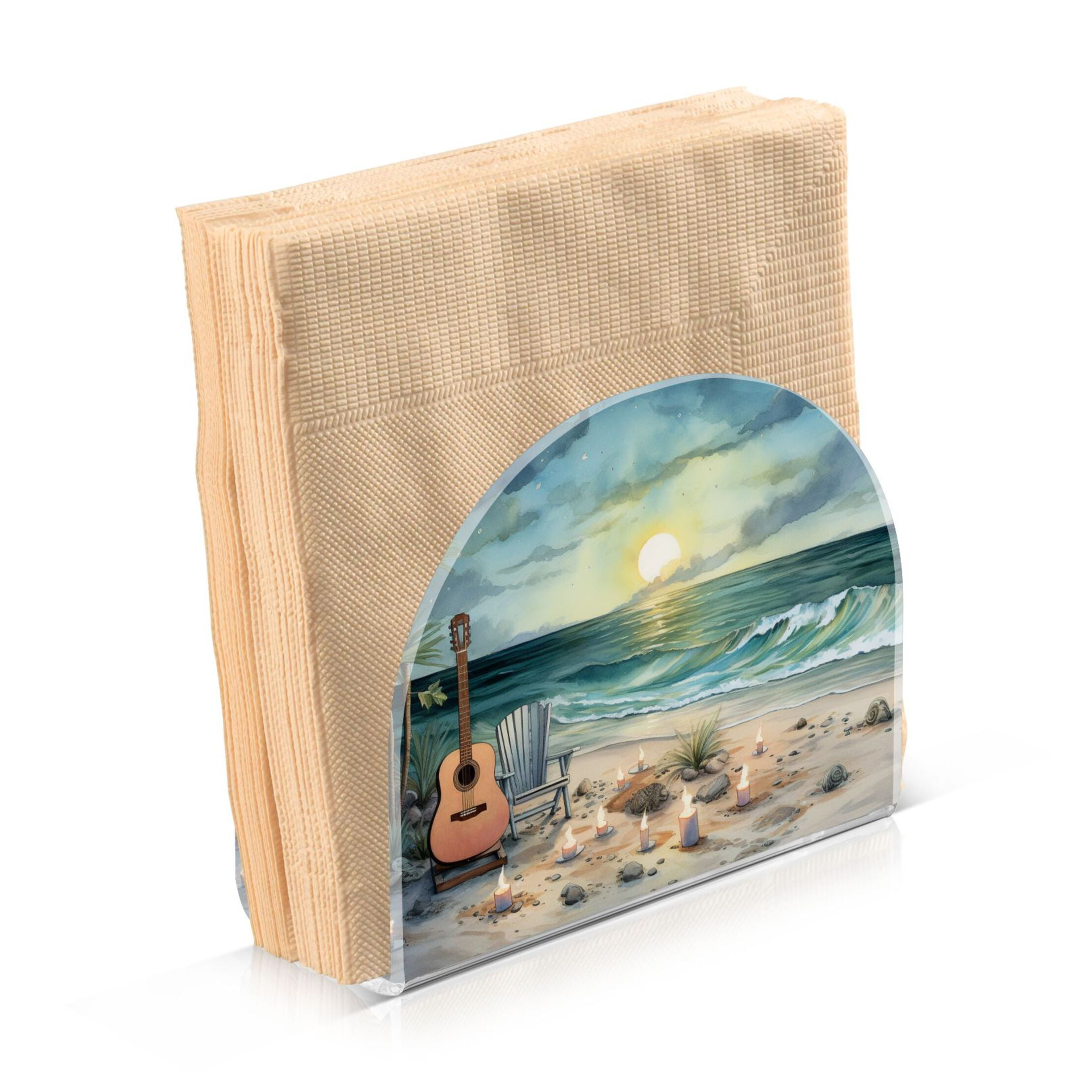 Beach Sea Chair Guitar Napkin Holder for Table Acrylic Clear Tissue ...