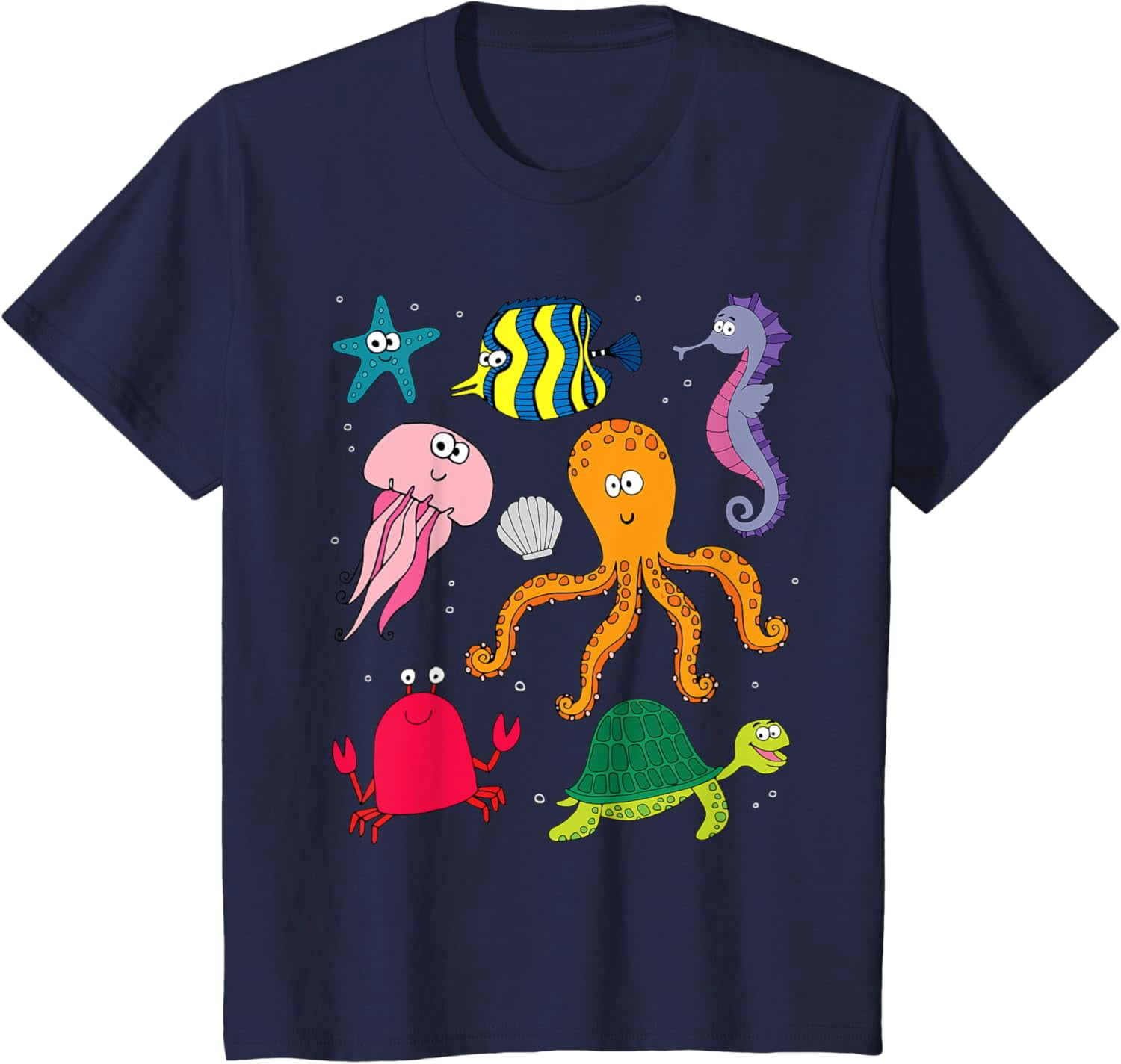 Beach Sea Creatures Ocean Animals Turtle Octopus Fish Girls T Shirt ...