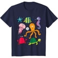 Beach Sea Creatures Ocean Animals Turtle Octopus Fish Girls T Shirt ...