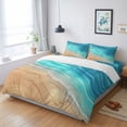 Beach Sea Foaming Waves Blue Ombre King Size Bed Set,Sandbeach Ocean ...