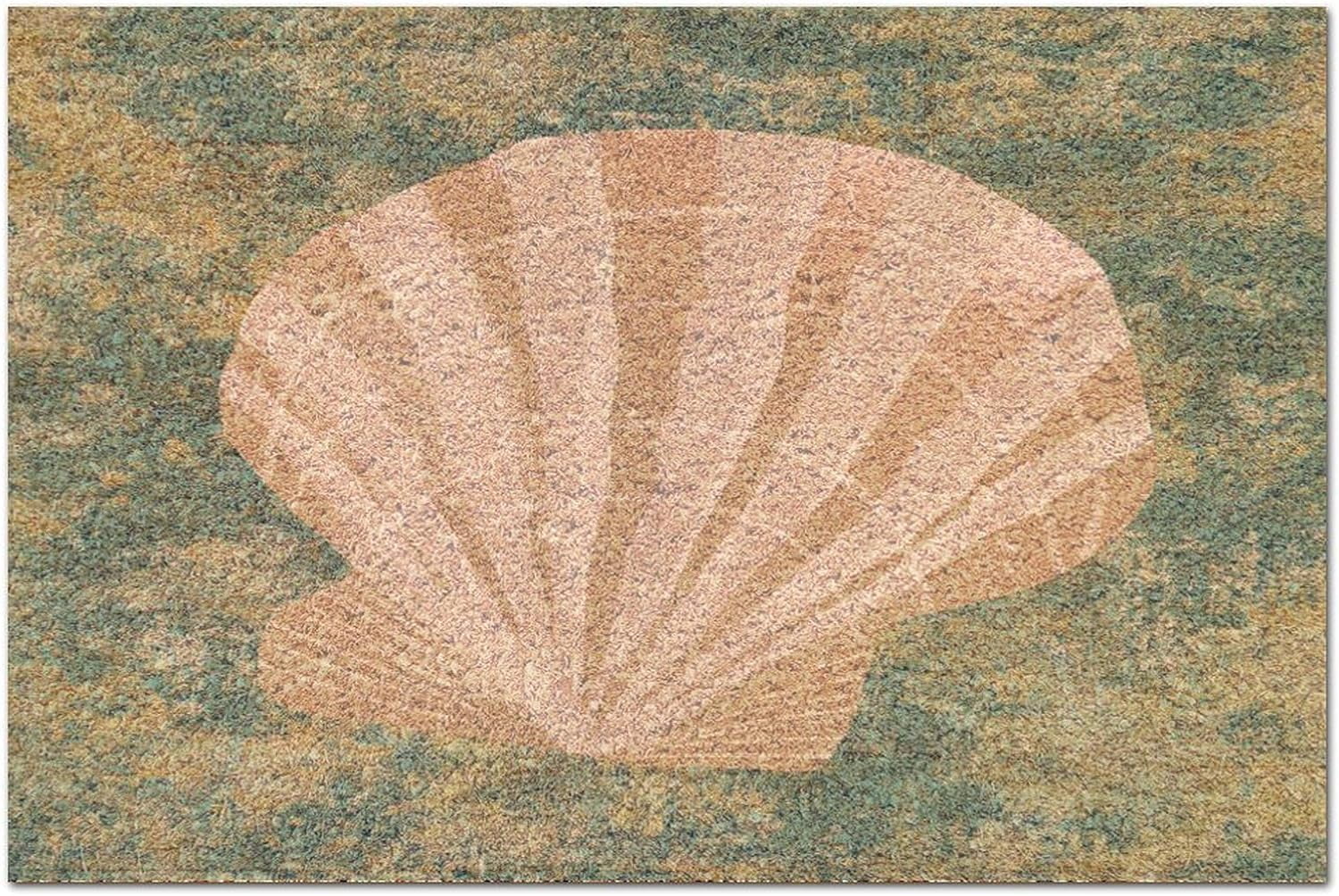 Beach Sea Life Starfish Seashell Conch Welcome Coir Mat with Non-Slip ...