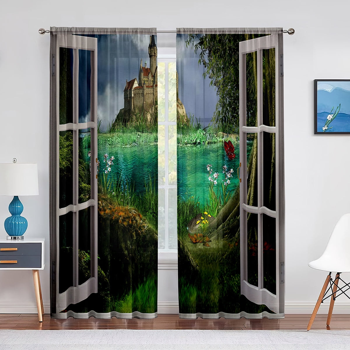 Beach Sea Ocean Sunset cortinas Windows Scenery Curtains for Living ...