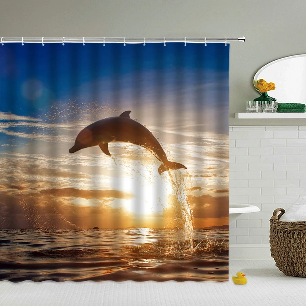 Beach Sea Palm Trees Shower Curtains Scenery Waterproof 3d Bathroom ...