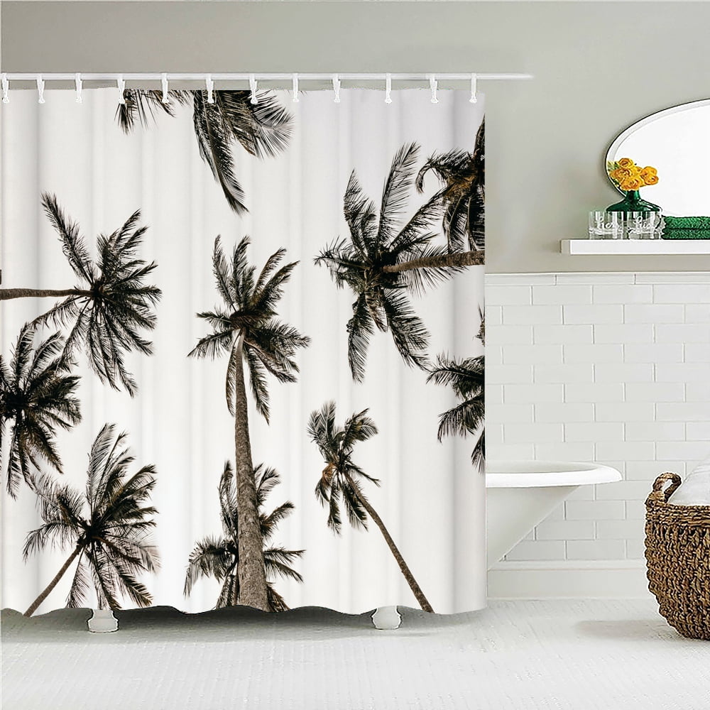 Beach Sea Palm Trees Shower Curtains Scenery Waterproof 3d Bathroom ...
